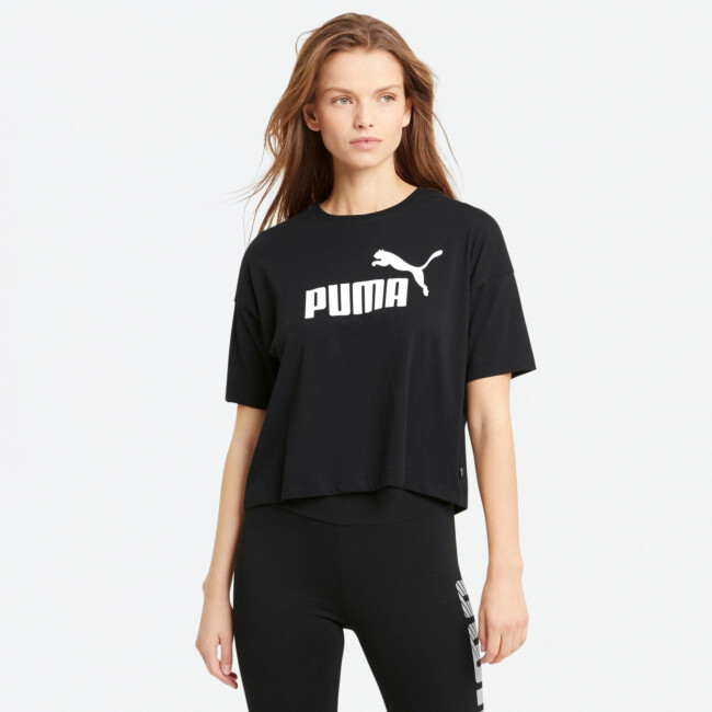 PUMA WOMEN'S ESSENTIALS CROPPED LOGO TEE marškinėliai