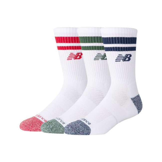 NEW BALANCE ACTIVE LIFESTYLE STRIPED CREW 3 PACK kojinės