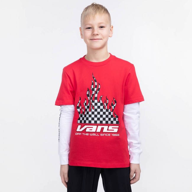 Vans boys reflective checkerboard flame long sleeve tee | Marškinėliai ...